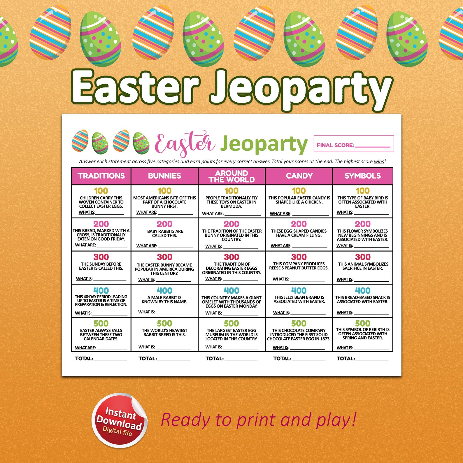 Easter Jeopardy, Easter Trivia, Games for Adults, Trivia Questions ...