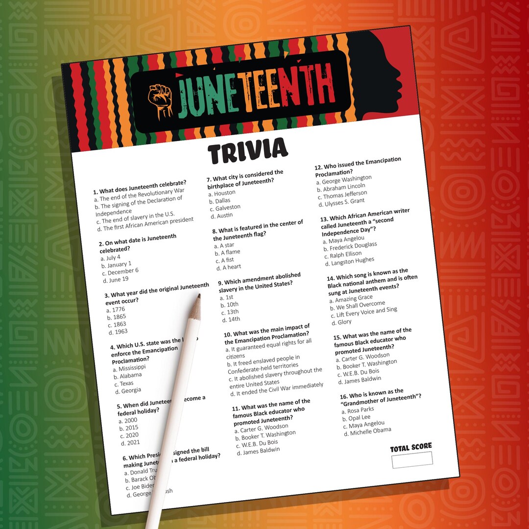 Juneteenth Trivia, Juneteenth Games, Black Holiday Trivia, Black ...
