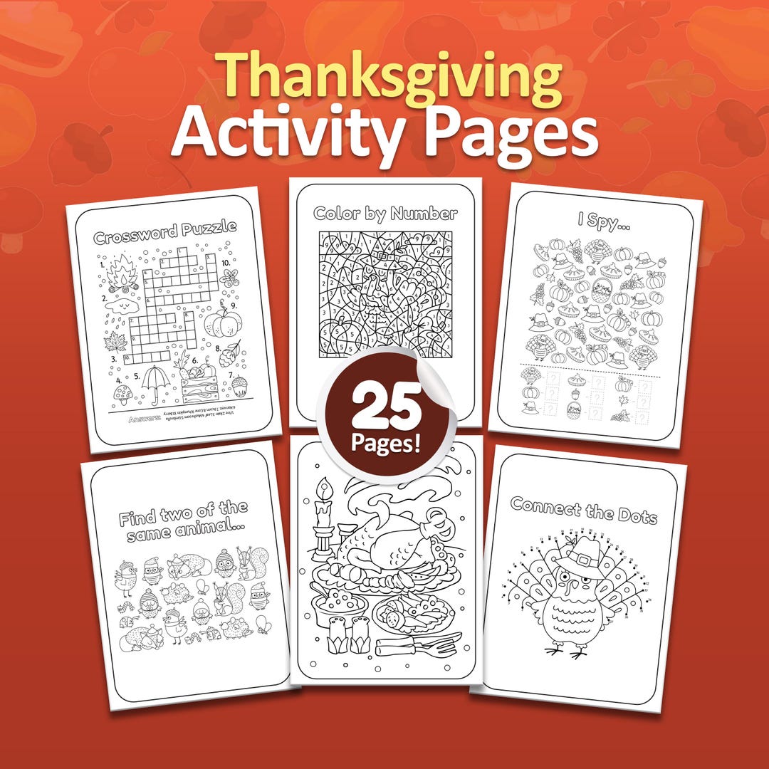 Thanksgiving Coloring Pages, Kids Coloring Book, Kids Activity Book ...