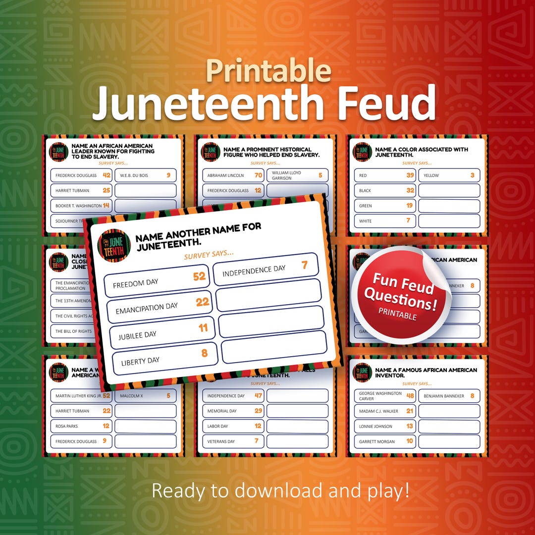 Juneteenth Feud, Juneteenth Games, Juneteenth Party Games, Juneteenth ...