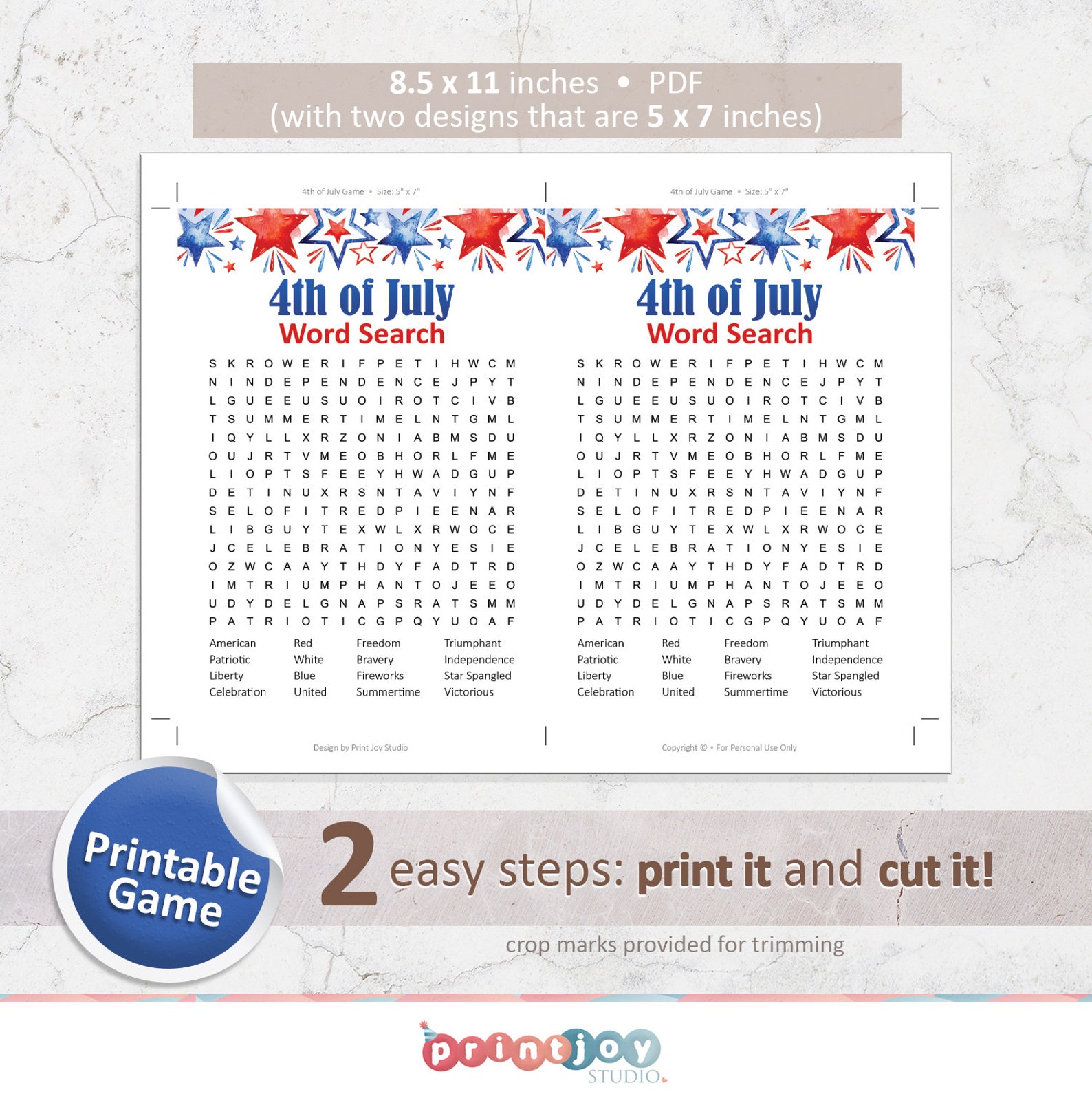 4th of July Printable Game, Fourth of July Word Search Game ...