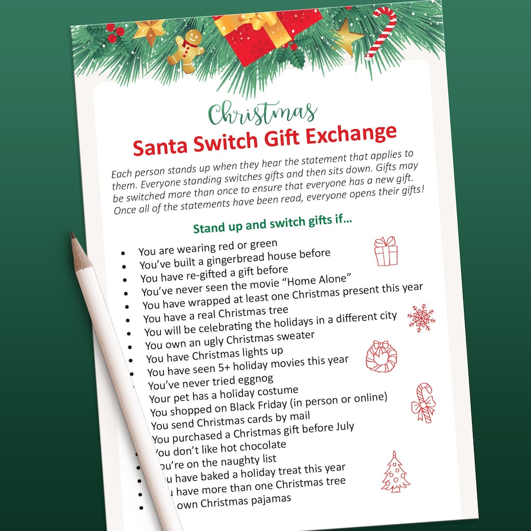 Christmas Gift Exchange Game, Santa Switch Game, Gift Exchange ...