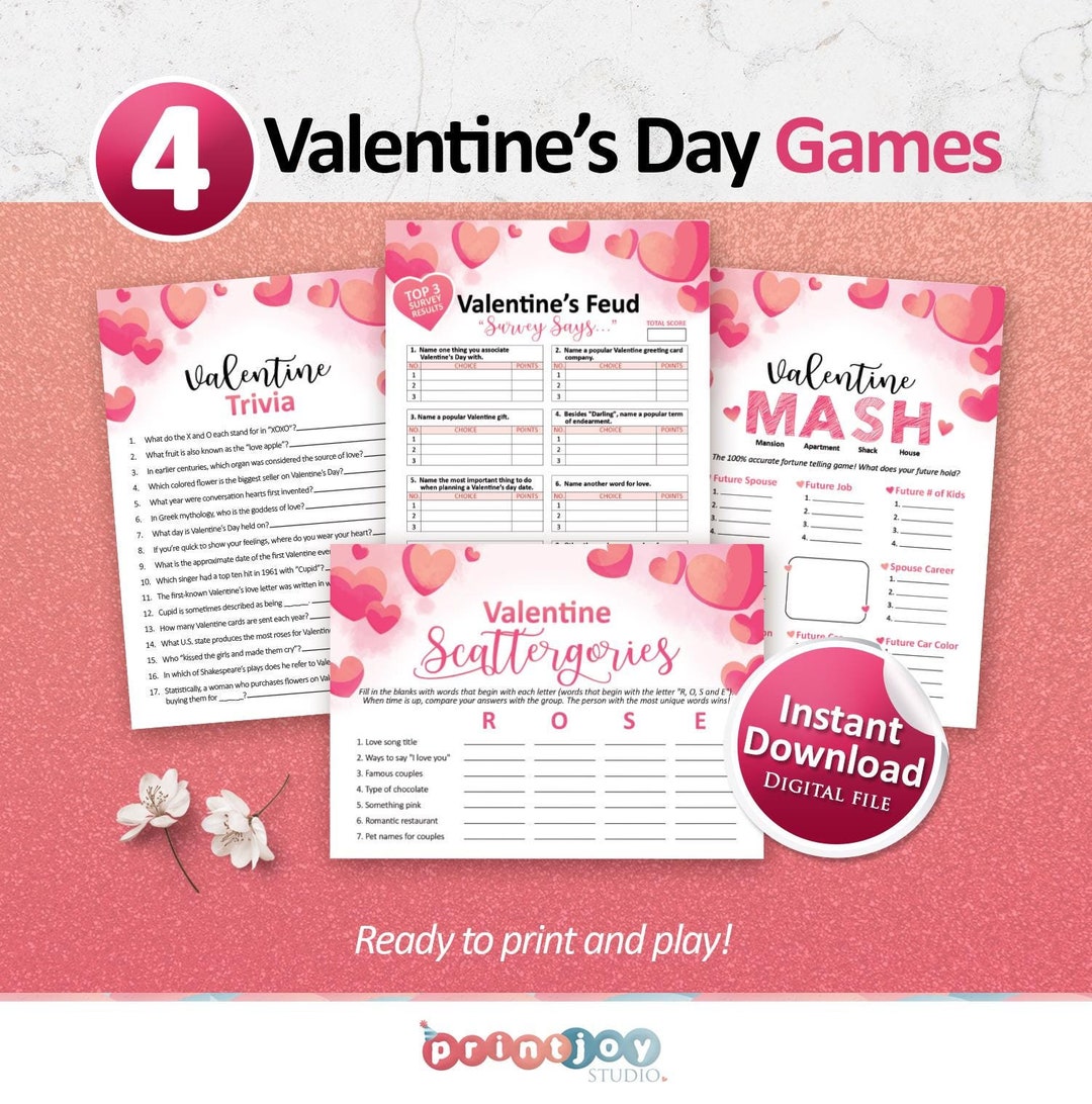 Valentines Day Games Bundle, Printable Valentines Day Party Games ...