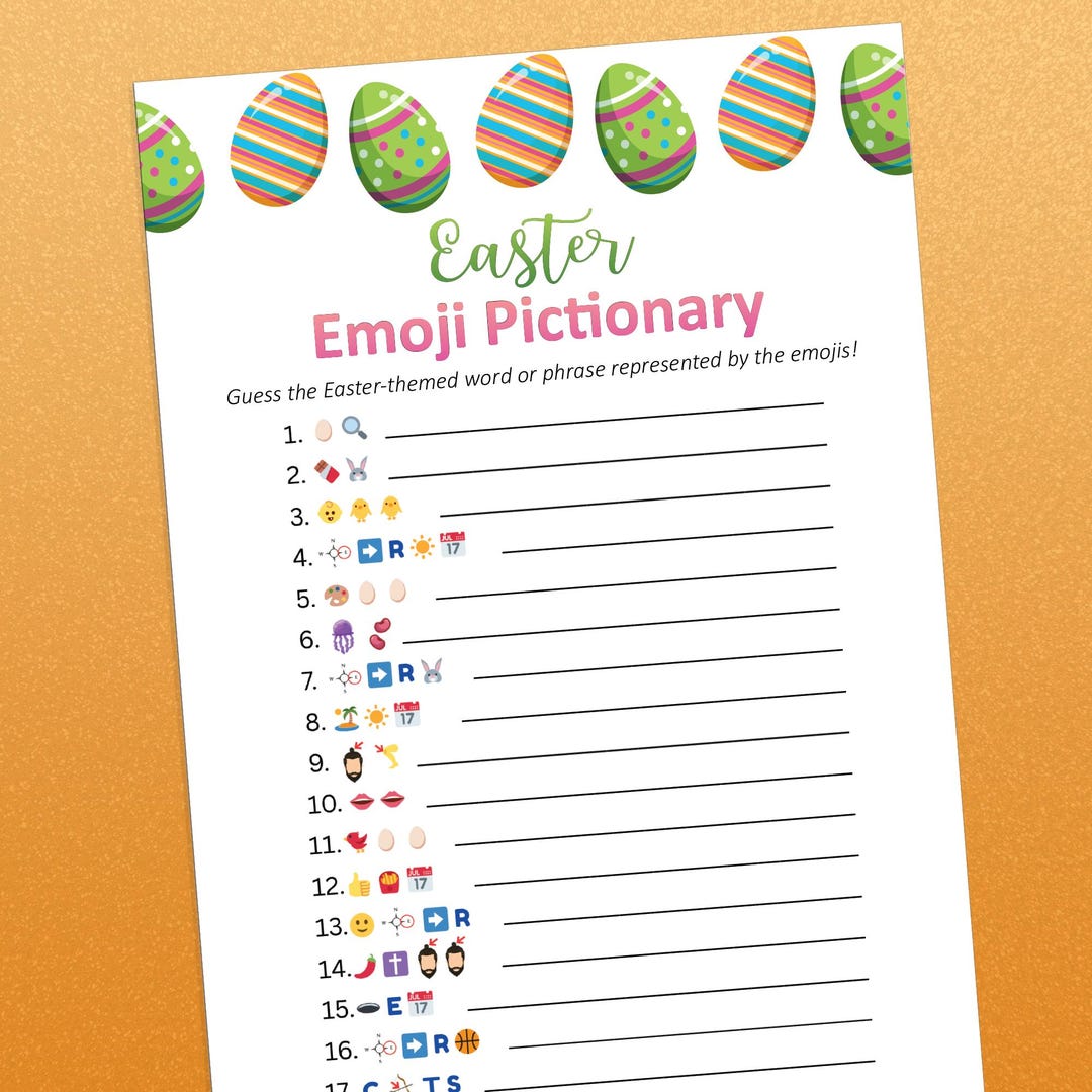 Easter Emoji Pictionary Game, Emoji Game, Easter Games Printable ...