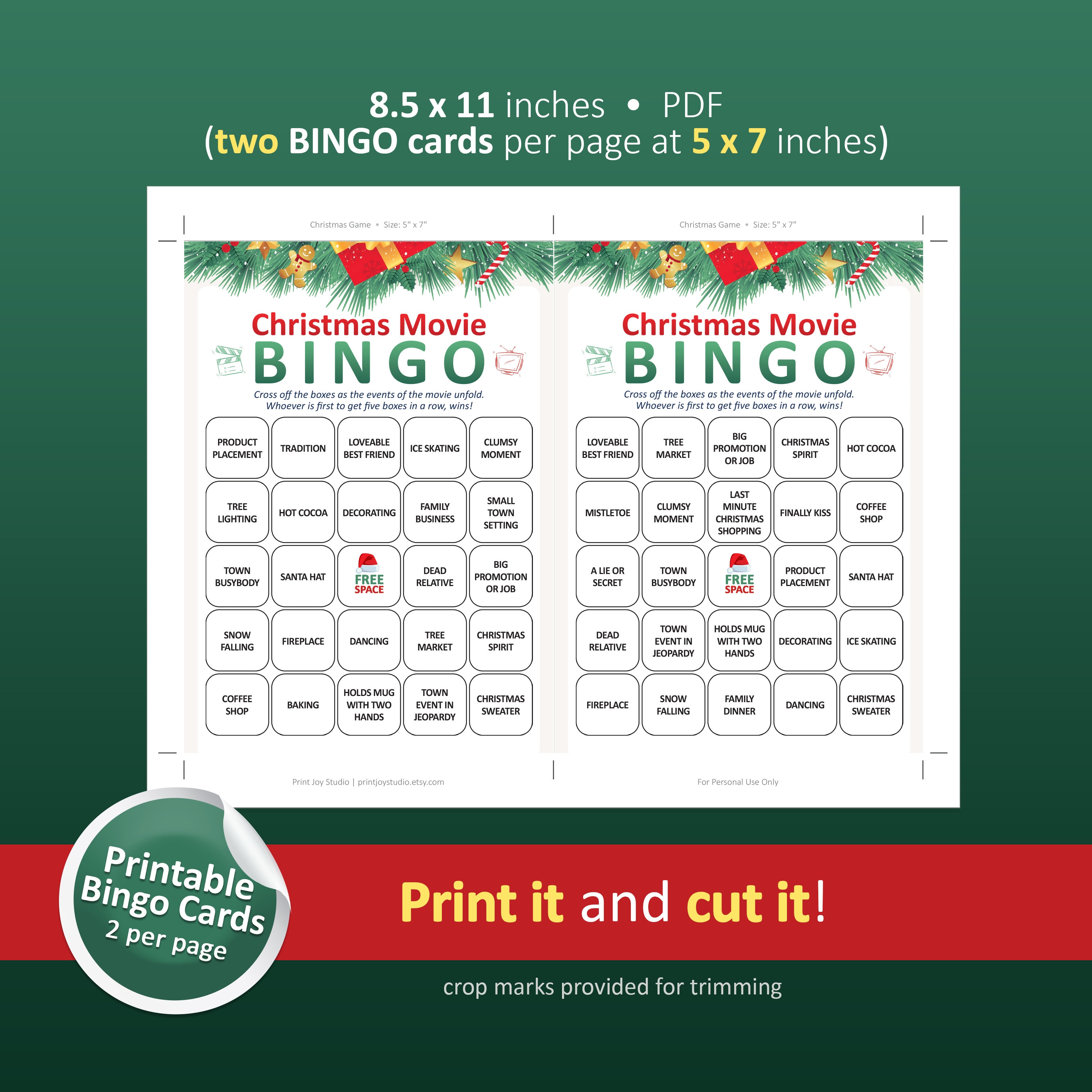 Christmas Movie Bingo Christmas Bingo Hallmark Bingo PDF - Etsy