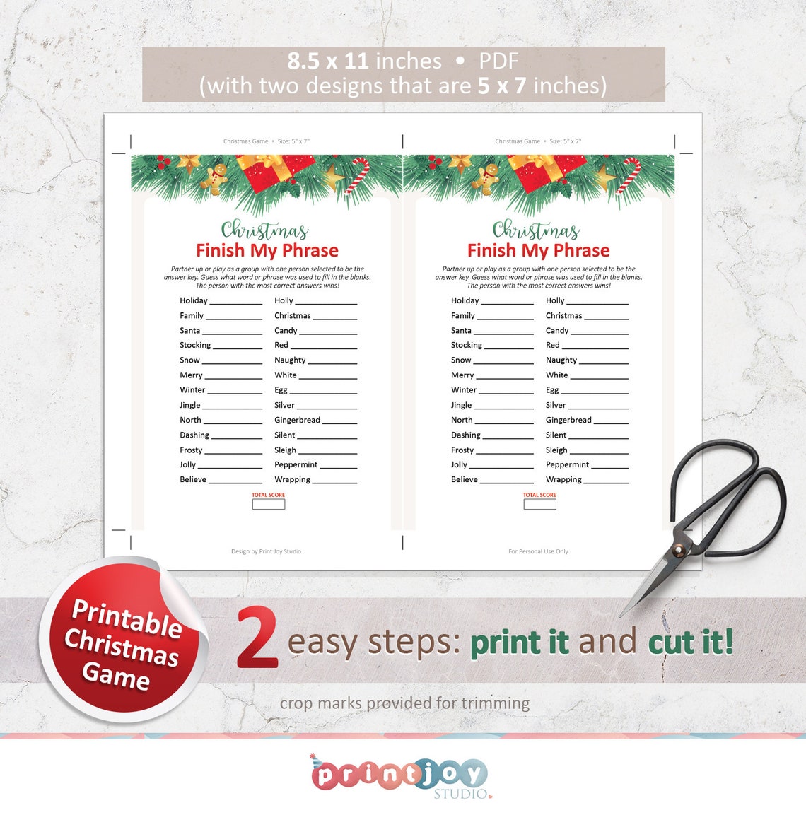 Finish My Phrase Christmas, Christmas Party Game, Christmas Finish That ...