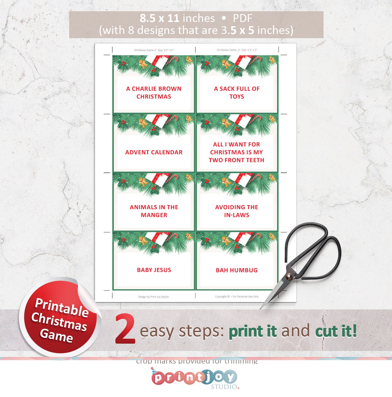Christmas Games Printable, 80 Christmas Charades Cards, Christmas Party ...
