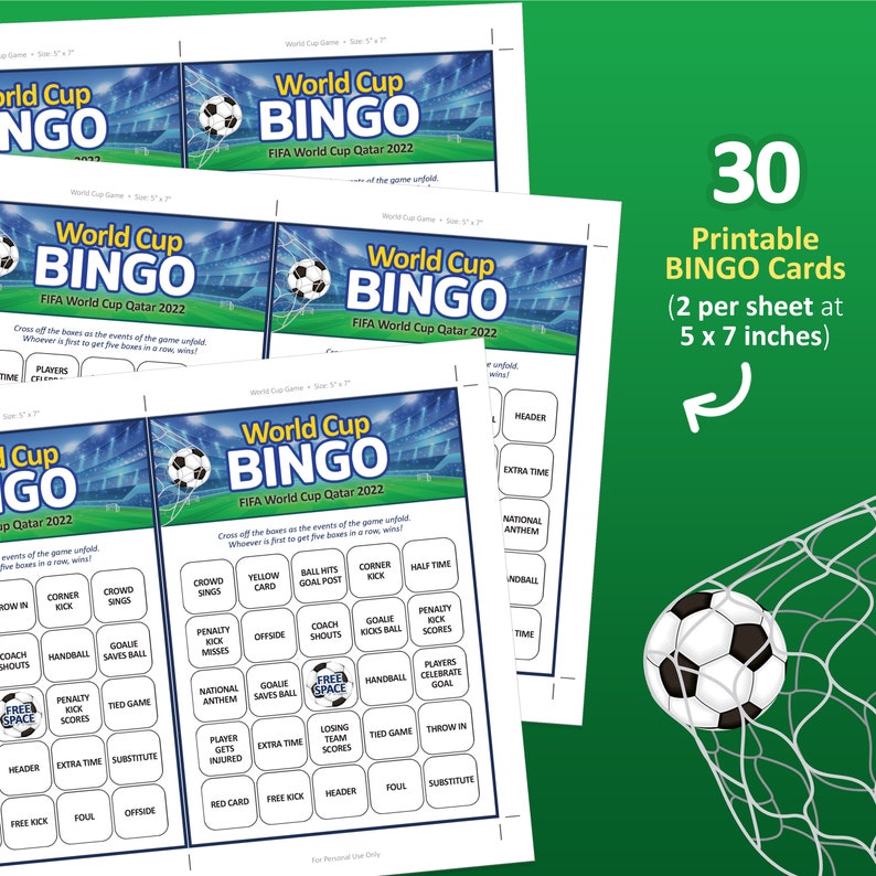 2022 World Cup Bingo Cards Bingo Game World Cup 2022 FIFA - Etsy