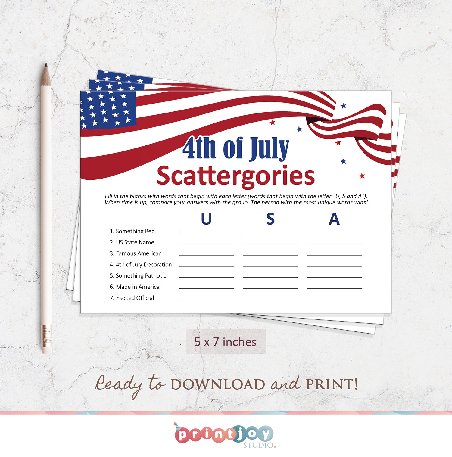 4th of July Printable Games Bundle Fun Fourth of July Party - Etsy