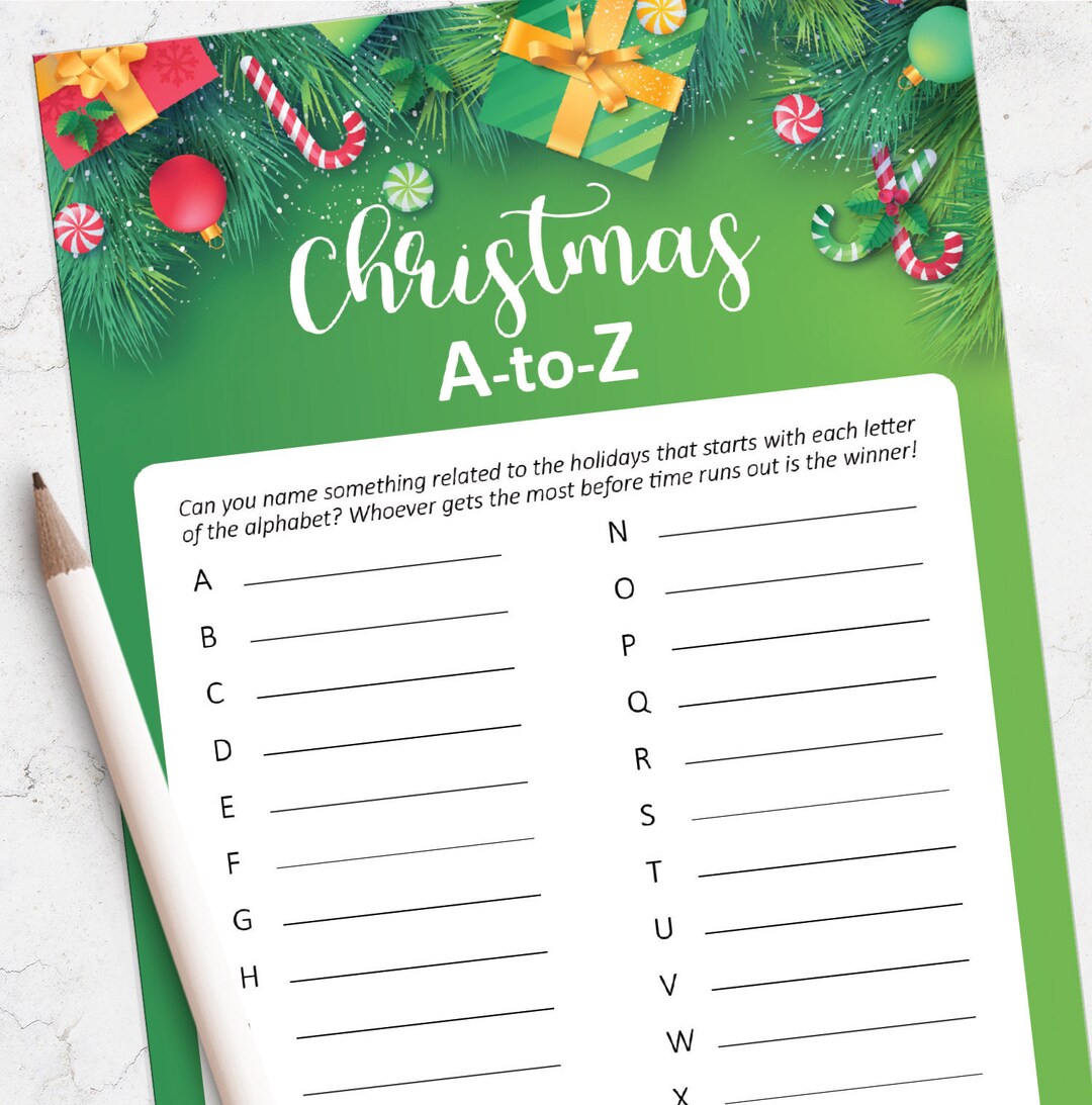 Printable Christmas A-to-z Game, Christmas Adult Party, Christmas Games ...