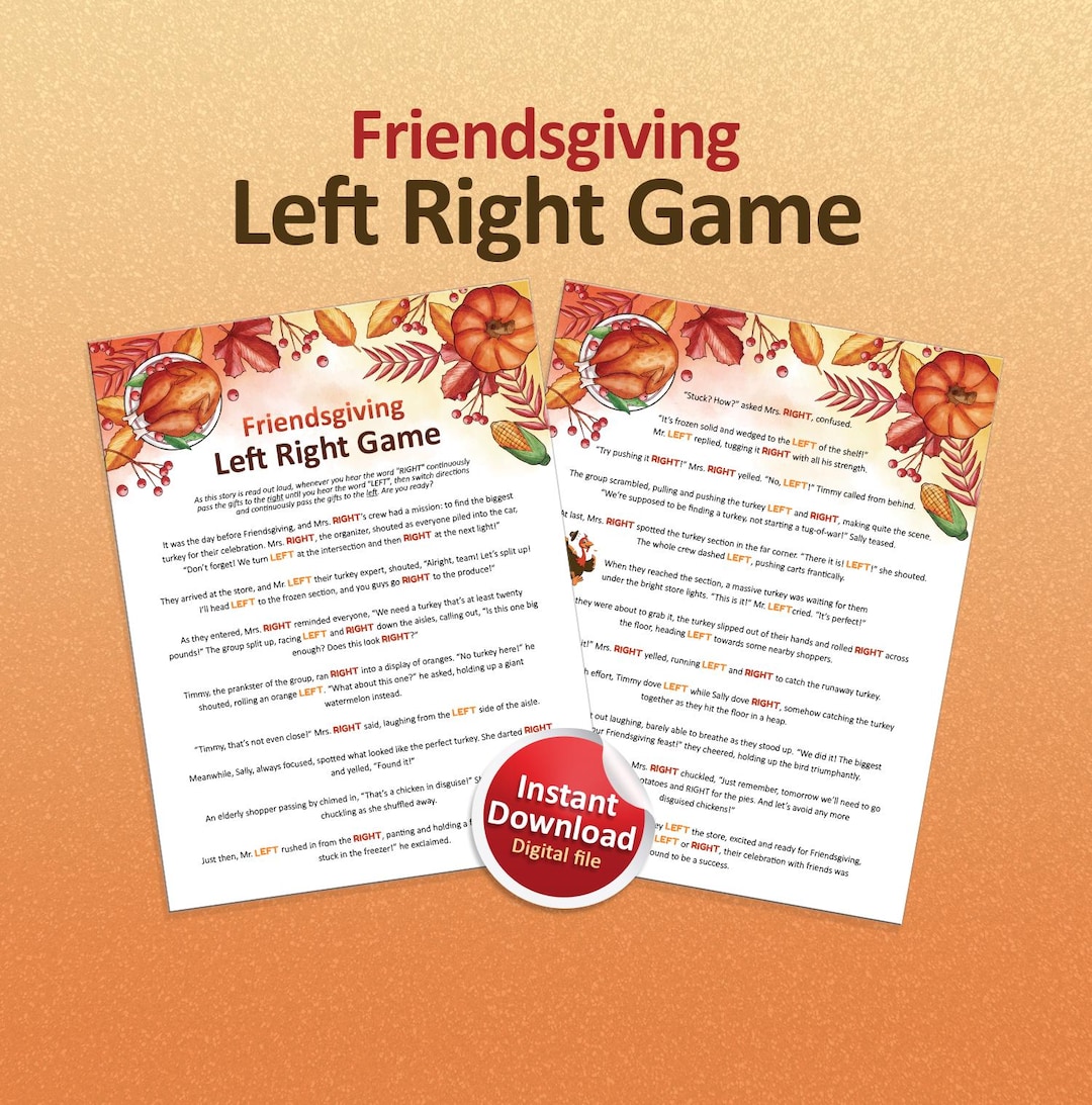 Friendsgiving Games, Left Right Game, Pass the Gift Game, Friendsgiving ...