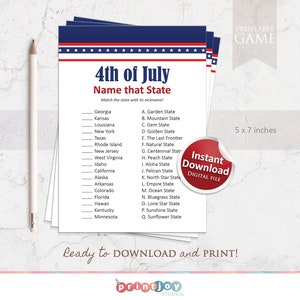 4th of July Printable Game, Fourth of July Party Ideas, Independence ...