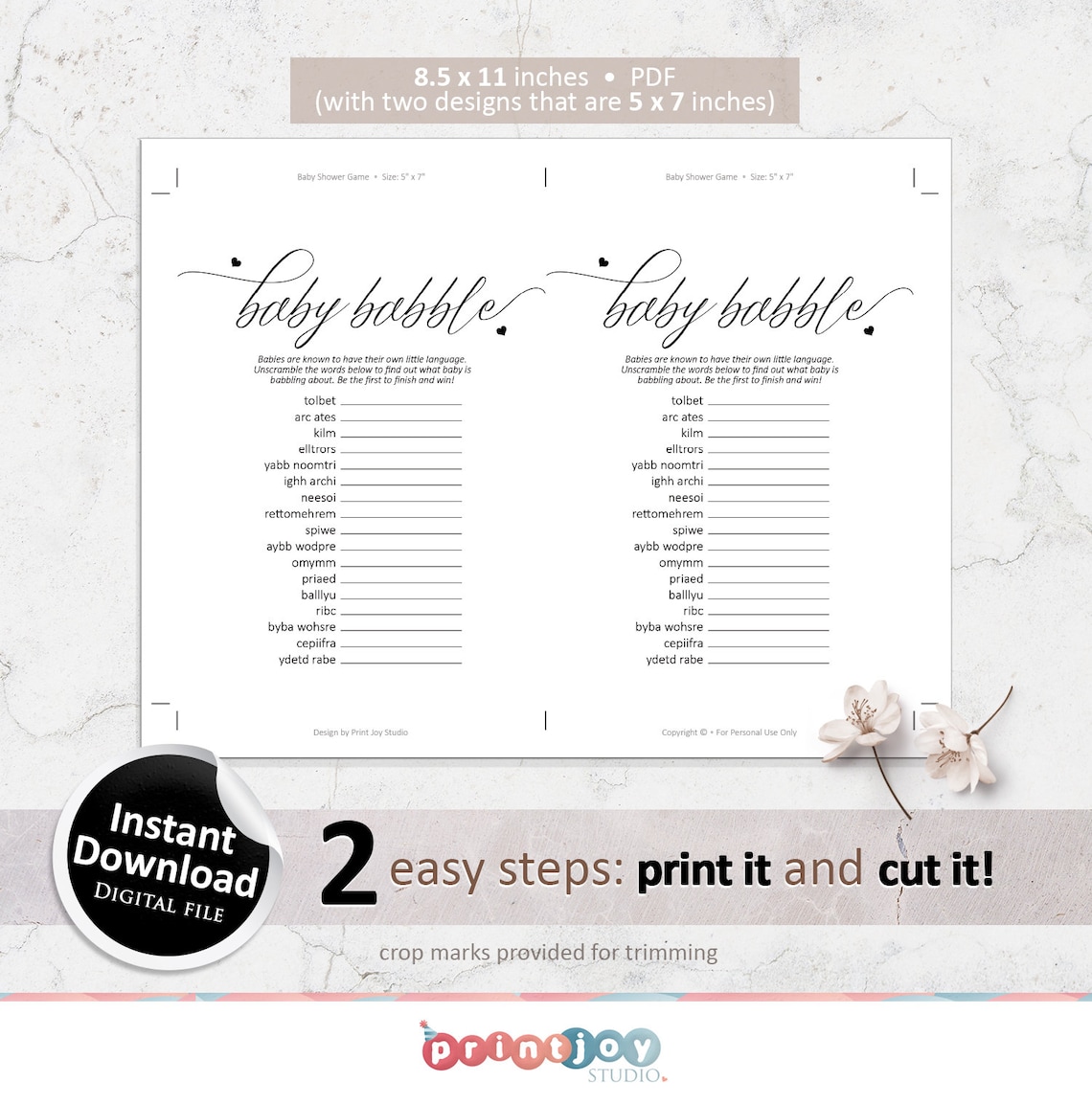 Baby Shower Games Printable Baby Word Scramble Baby Babble - Etsy