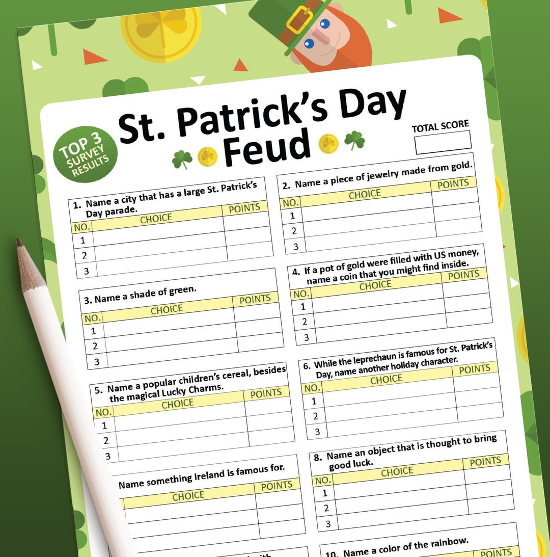 St Patricks Day Game, Family Feud Game, Saint Patricks Day, Family ...