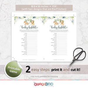Baby Shower Word Scramble, Baby Shower Games, Safari Baby Shower, Baby ...