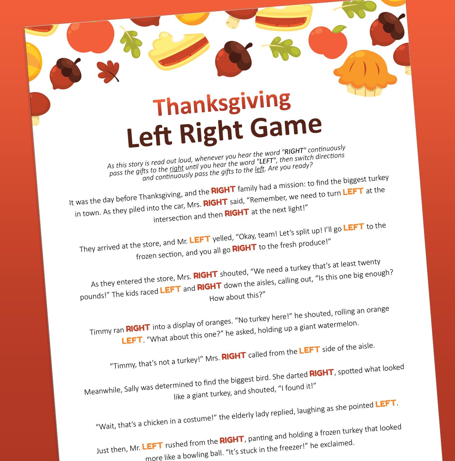Thanksgiving Games, Left Right Game, Pass the Gift Game, Thanksgiving ...