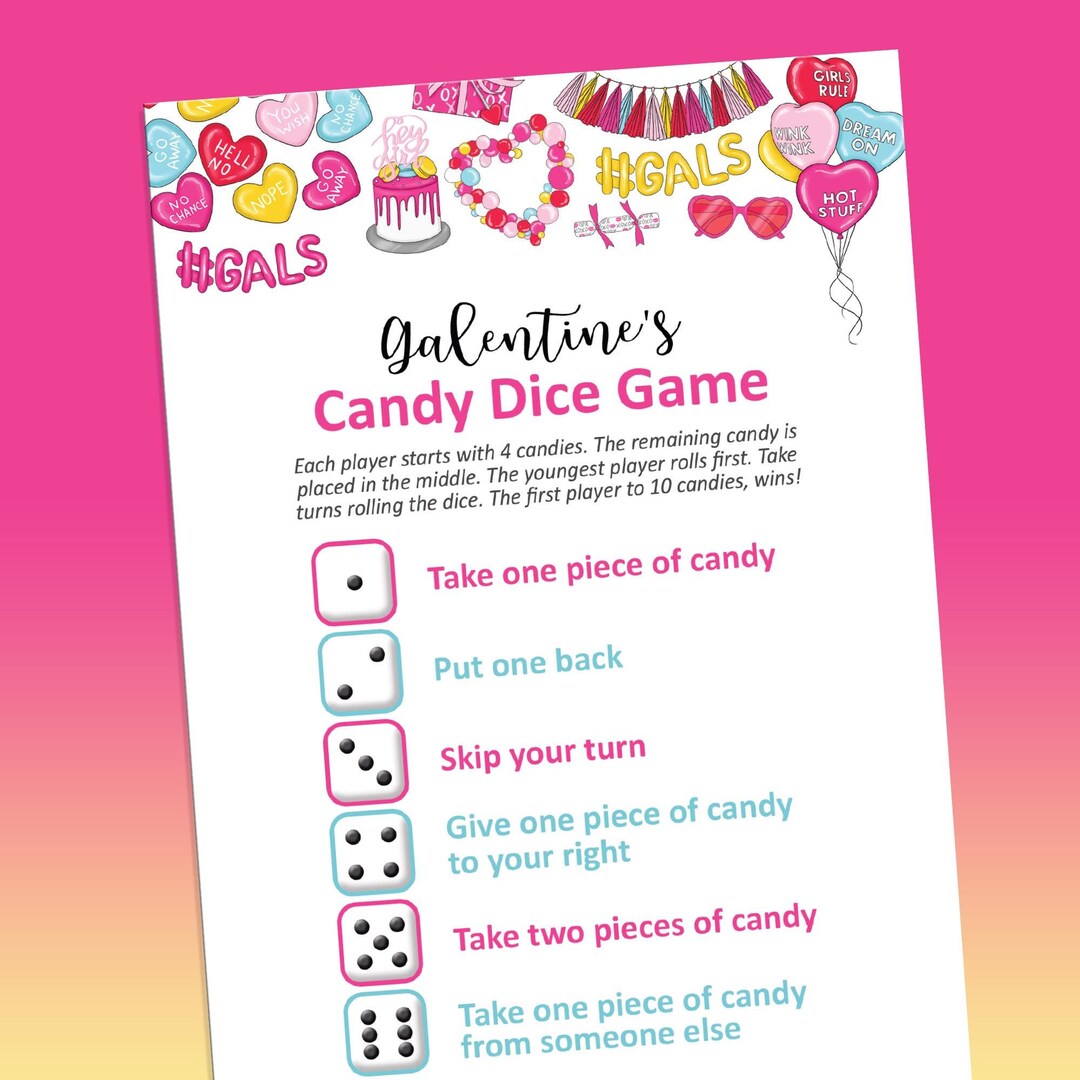 Galentines Day Party, Candy Dice Game, Galentines Day Games, Adult ...