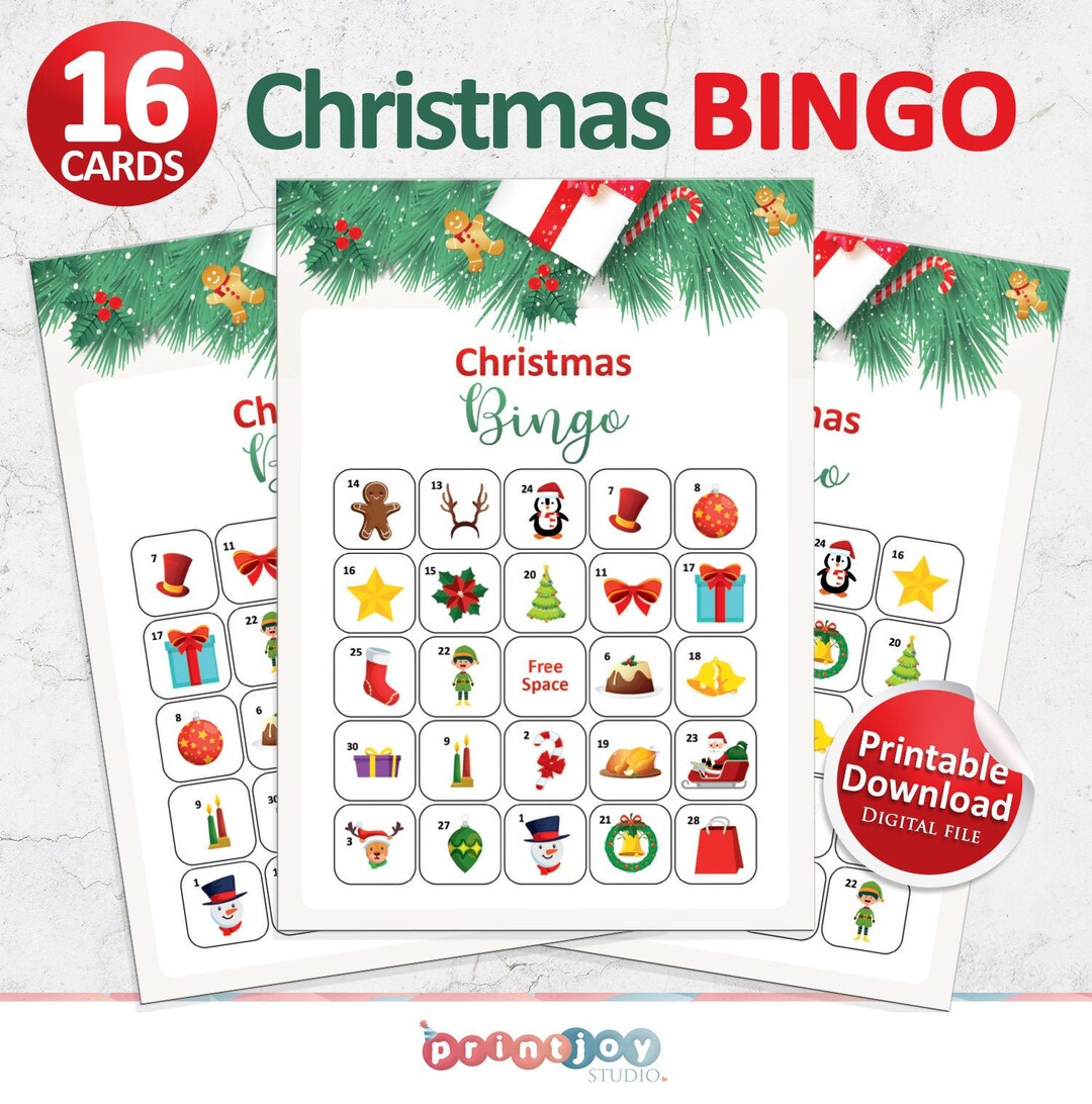 Printable Christmas Bingo, Holiday Bingo Game for Christmas Party ...