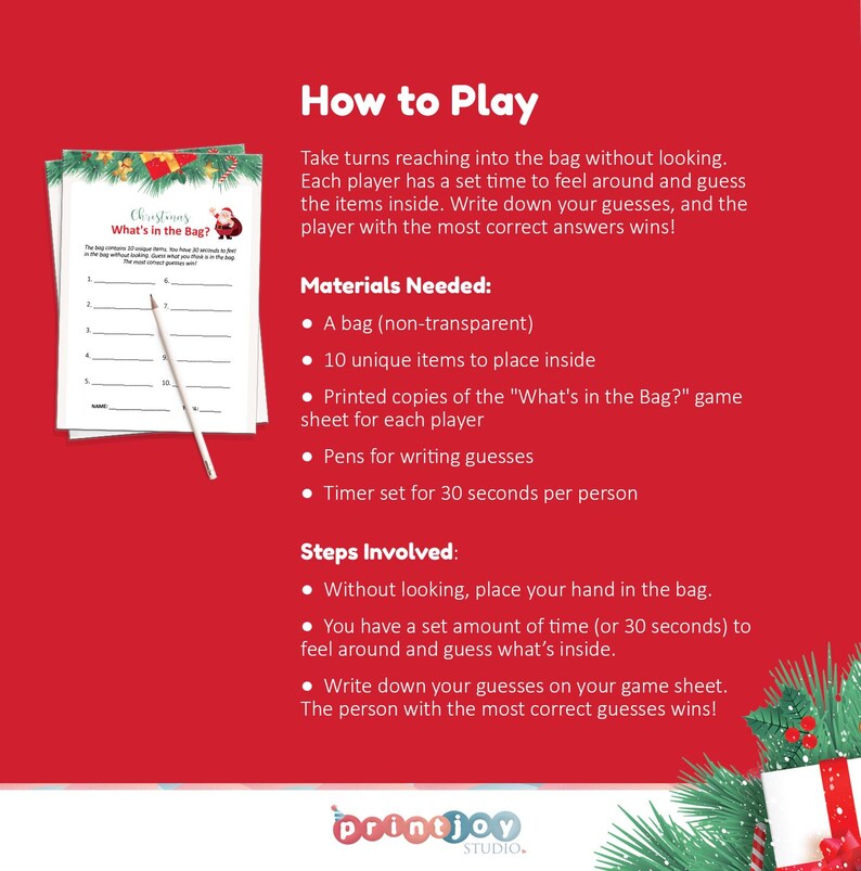 Christmas Whats in the Bag Game, Adult Christmas Games, Christmas Party ...