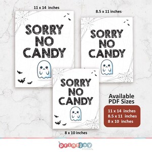 Printable Halloween Sign, Sorry No Candy, Halloween Door Sign ...