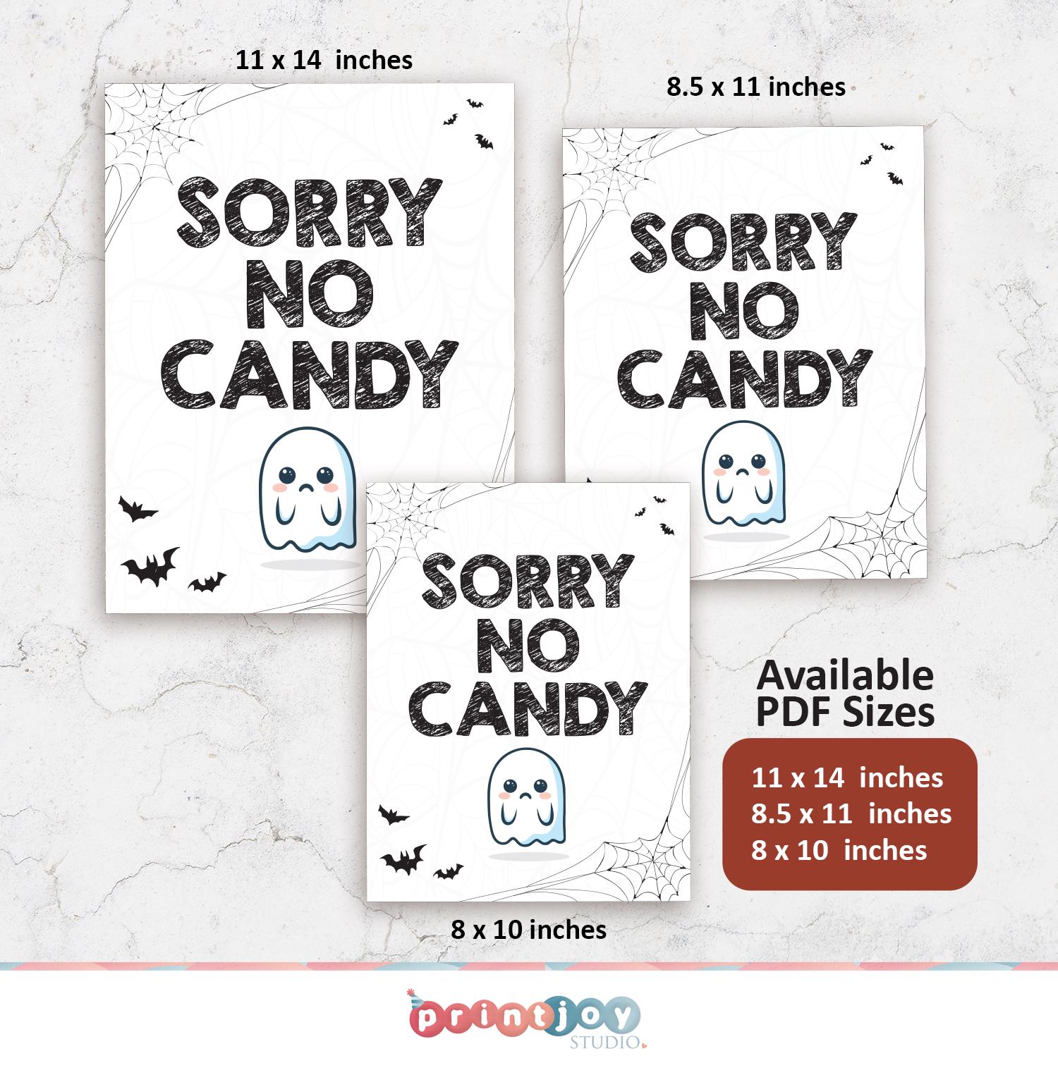 Printable Halloween Sign, Sorry No Candy, Halloween Door Sign ...