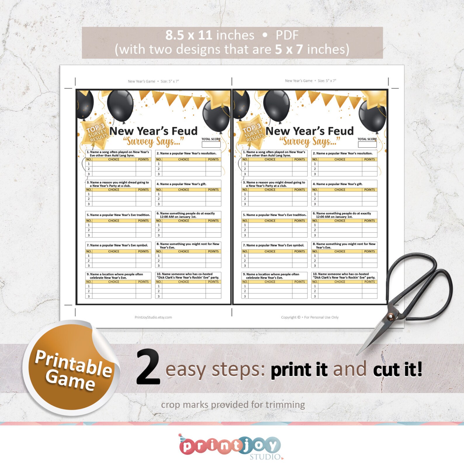 New Years Eve Games, Family Feud Game for New Years Party, New Years ...