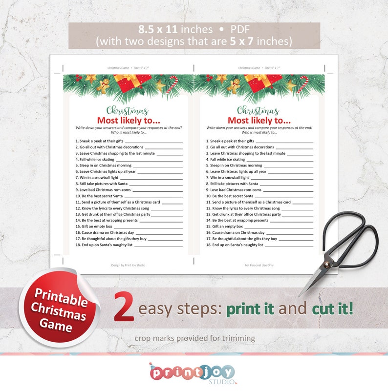 Most Likely To, Who's Most Likely to Game, Christmas Games, Printable ...