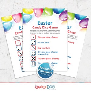 Easter Dice Game, Candy Dice Game, Printable Easter Games, Dice Game ...