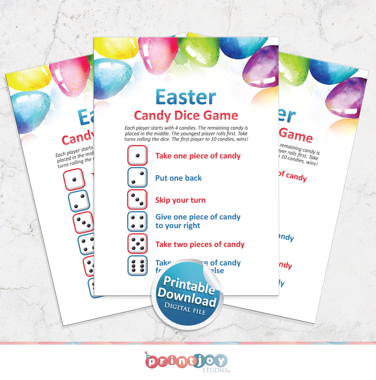 Easter Dice Game, Candy Dice Game, Printable Easter Games, Dice Game ...