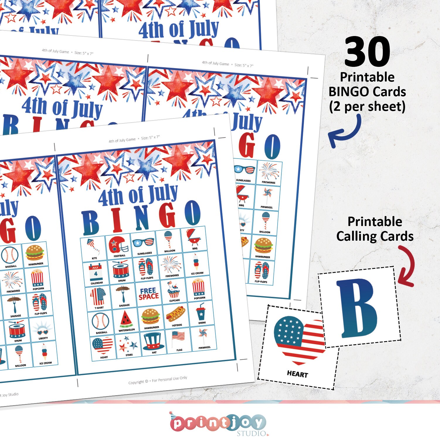 4th of July Bingo 4th of July Printable Family Games Fourth | Etsy