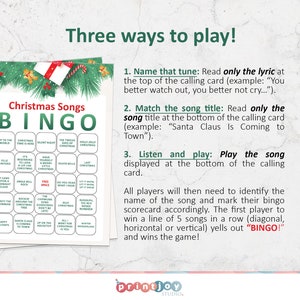 Christmas Music Bingo, Christmas Party Games, Christmas Printables ...