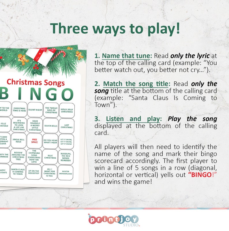 Christmas Music Bingo, Christmas Party Games, Christmas Printables ...