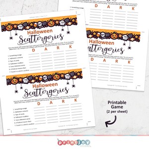 Halloween Scattergories Game, Halloween Game, Printable Halloween Party ...