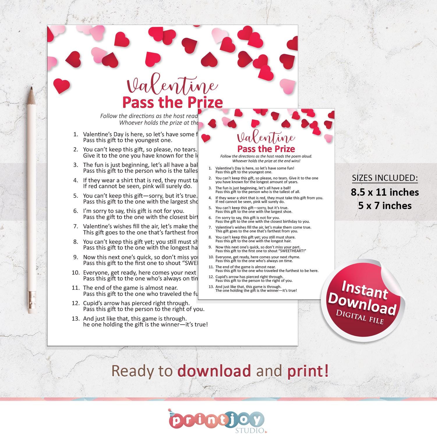 Valentines Day Pass the Gift Game, Valentines Games, Pass the Present ...
