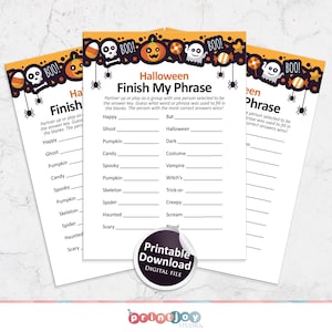 Printable Halloween Finish My Phrase Game, Halloween Games, Halloween ...