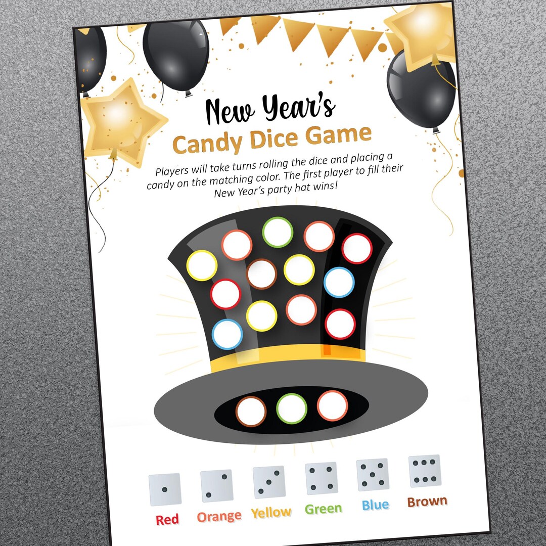 New Years Candy Dice Game, New Years Printable, New Years Party, Games ...
