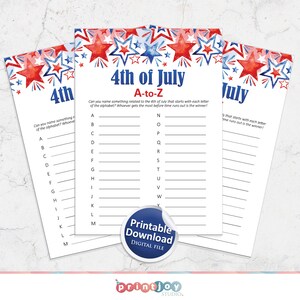 Printable Fourth of July Game, 4th of July Printable Game, Independence ...