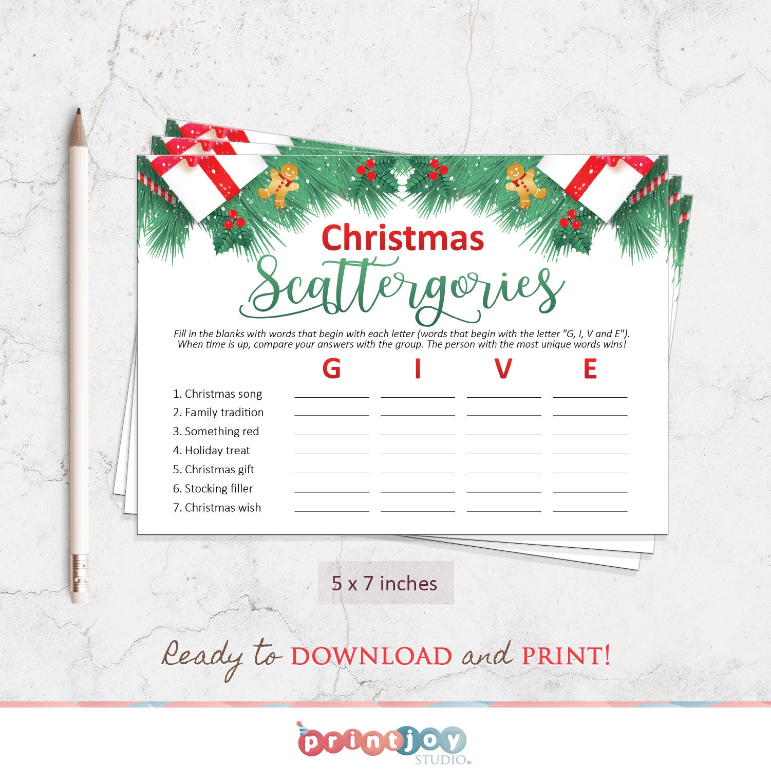 Printable Christmas Scattergories Bundle Christmas Games - Etsy