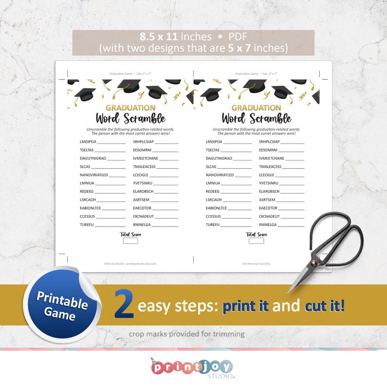 Printable Graduation Games, Word Scramble, High School Grad, Grad Party ...