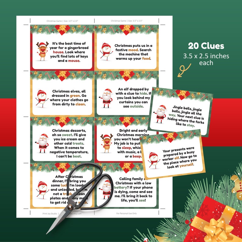 Christmas Scavenger Hunt Scavenger Hunt Clues Printable - Etsy