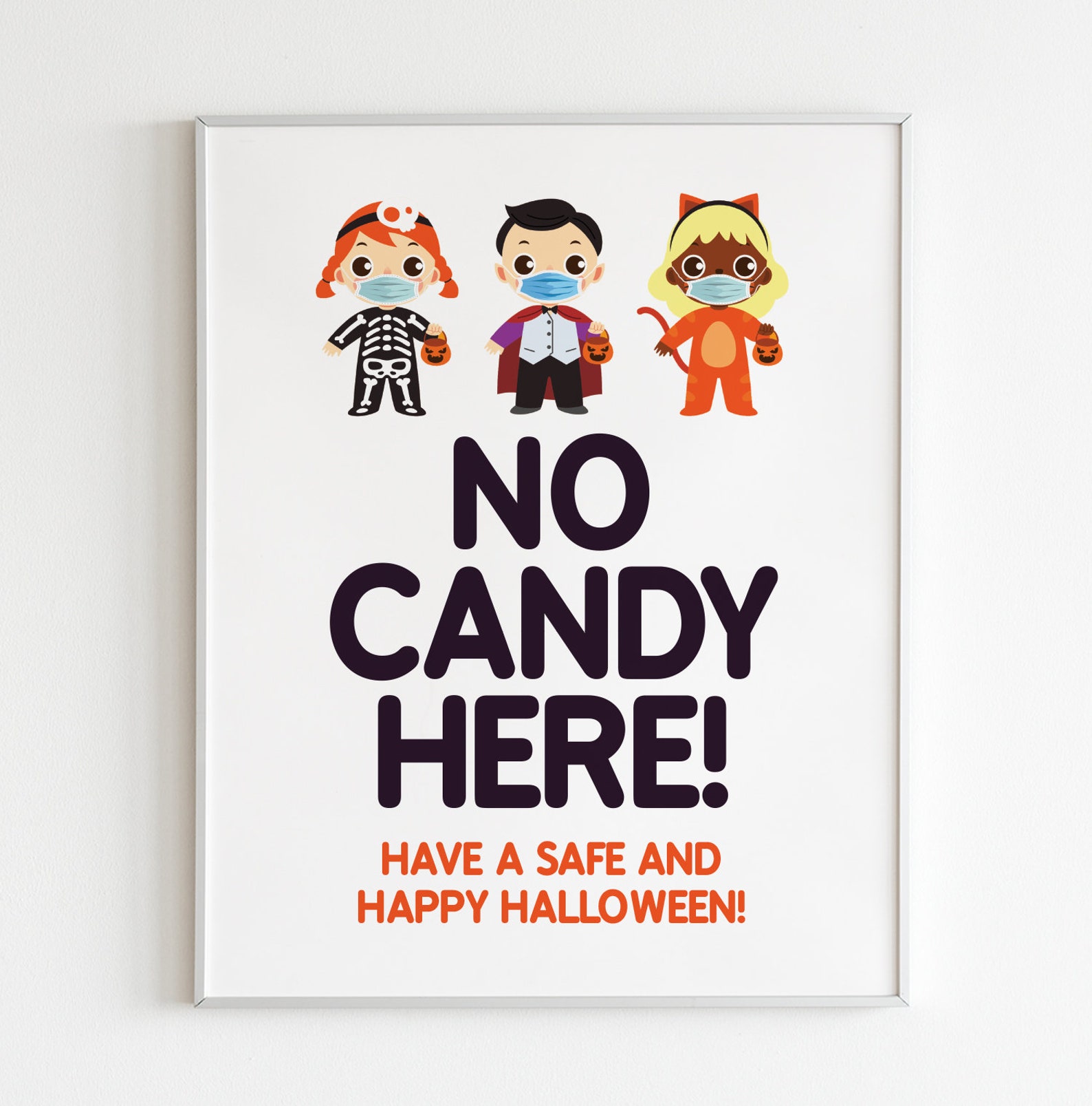 Printable Halloween Sign, No Candy Here Sign, Halloween Door Sign ...