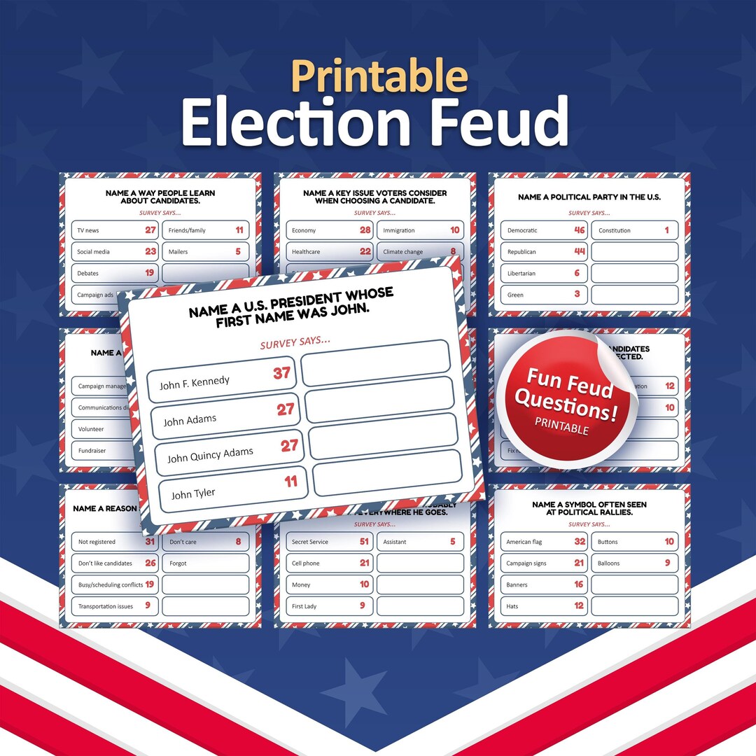 Election Feud Game, Party Games, Trump Vs Harris, Election Day Games ...