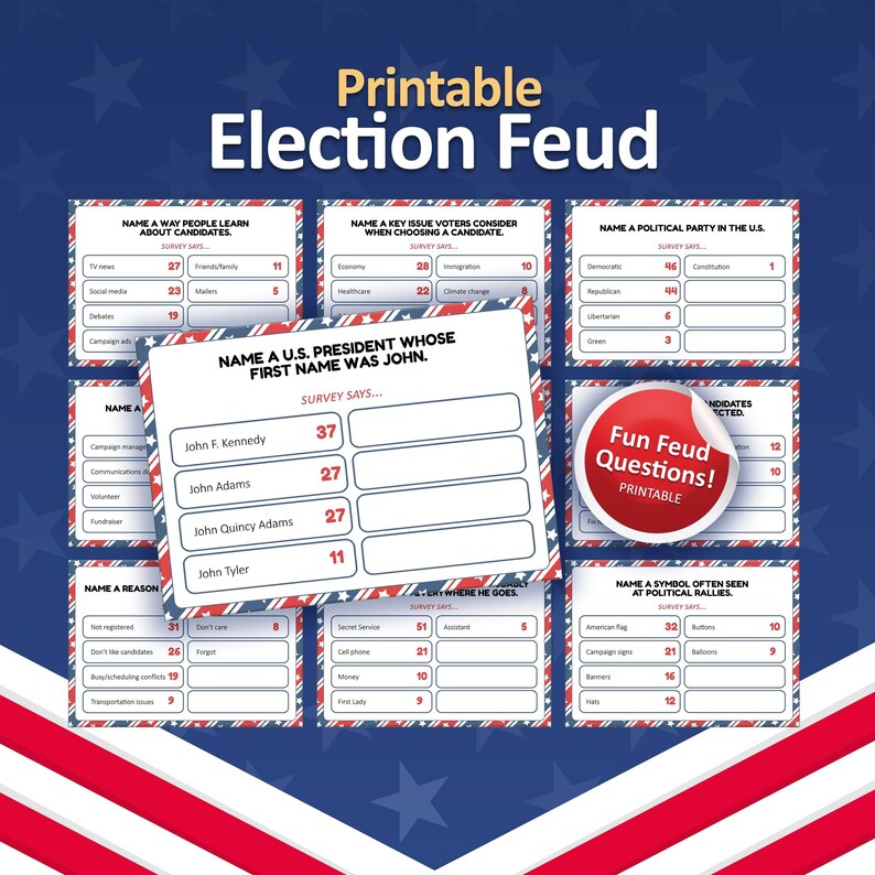 Election Feud Game, Party Games, Trump Vs Harris, Election Day Games ...