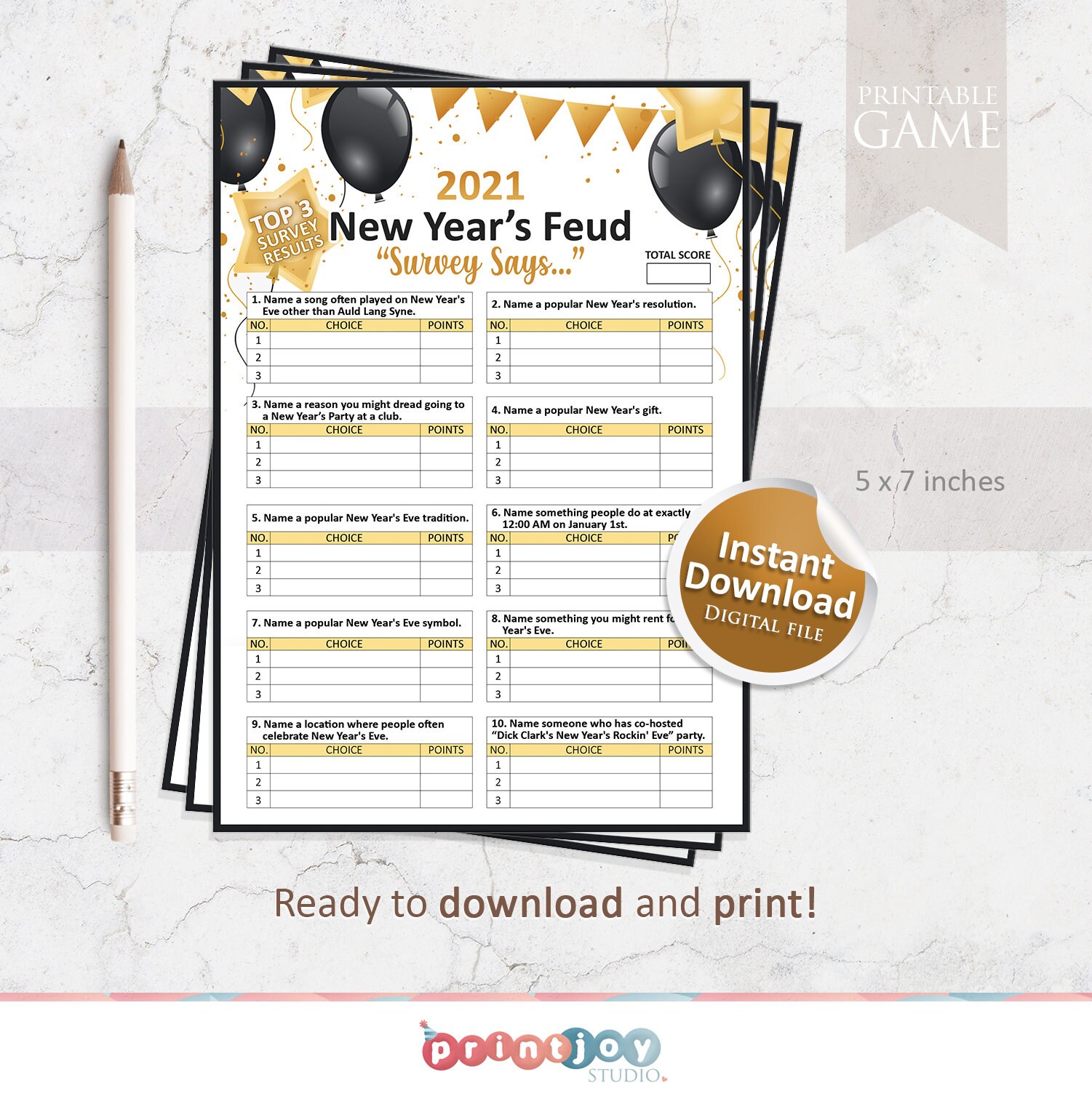 New years eve games Family feud game for new years party New | Etsy