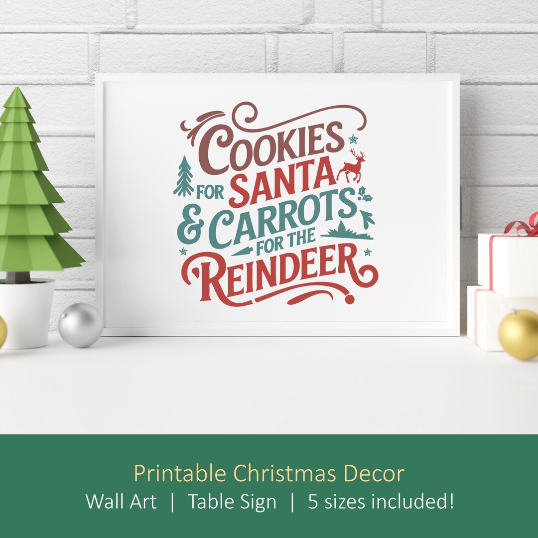 Santas Milk and Cookies Sign, Christmas Cookies for Santa Sign ...