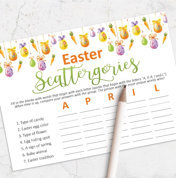 Printable Easter Scattergories Game Instant Download | Etsy