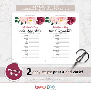 Mothers Day Games, Word Scramble Game for Mother's Day, Printable Games ...