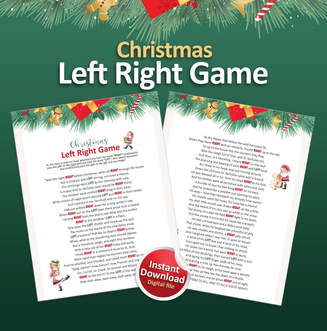 Left Right Christmas Game, Pass the Gift Game, Left Right Game ...