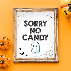 Printable Halloween Sign, Sorry No Candy, Halloween Door Sign ...