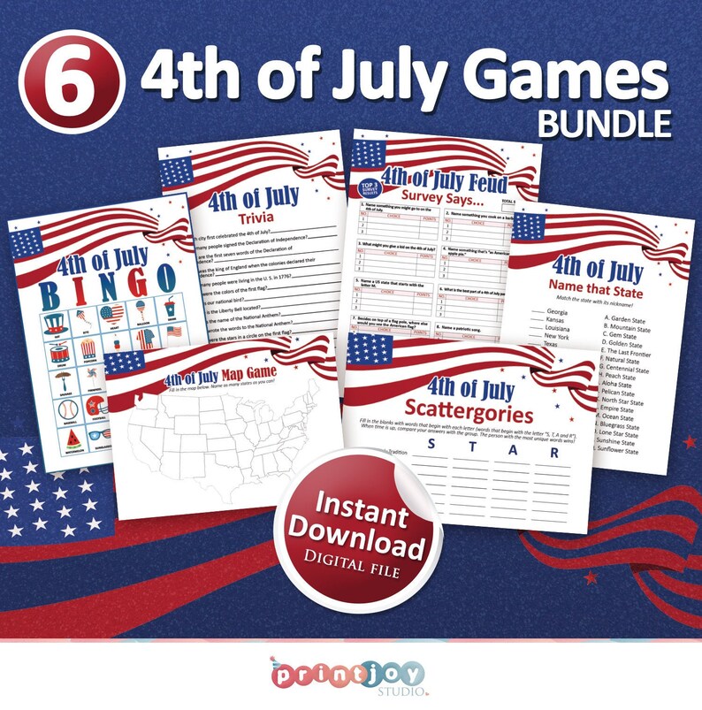 4th of July Printable 4th of July Games Family Games Fourth | Etsy
